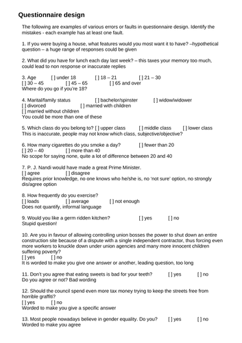 AQA Sociology questionnaires RM | Teaching Resources