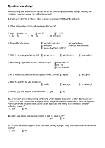 AQA Sociology questionnaires RM | Teaching Resources