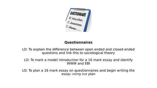 AQA Sociology questionnaires RM | Teaching Resources