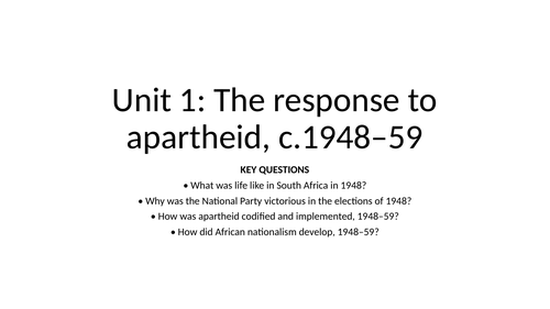 South Africa Unit 1 revision | Teaching Resources