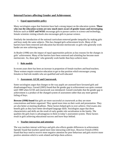 AQA Sociology gender differences in education | Teaching Resources