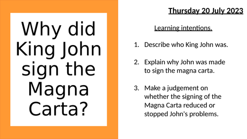 Source Comprehension: King John and the Magna Carta | Teaching Resources