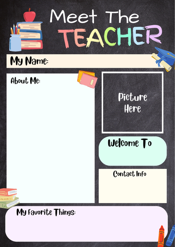 Meet The Teacher Basic Biography Profile Worksheet For Beginning Of ...