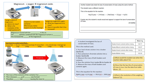Conservation of mass and equations - GCSE CHEM | Teaching Resources