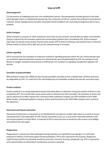 A Level Biology ATP Lesson & Activities | Teaching Resources