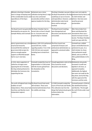 EDEXCEL GCSE HISTORY. HENRY AND HIS MINISTERS LESSON 5. CROMWELL'S ...