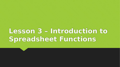 Year 7 Introduction to Spreadsheets | Teaching Resources