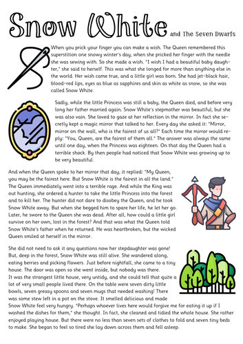 Snow White Reading Comprehension | Teaching Resources
