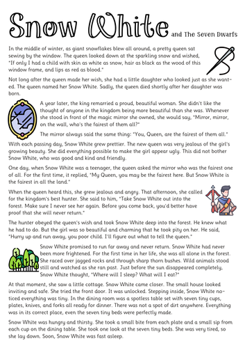 Snow White Reading Comprehension | Teaching Resources