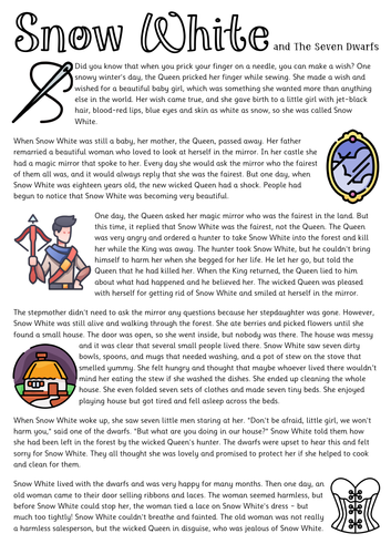Snow White Reading Comprehension | Teaching Resources