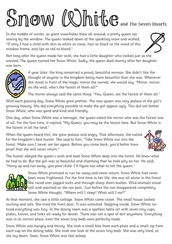 Snow White Reading Comprehension | Teaching Resources