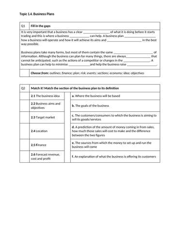 Business Planning (Lesson 7 & 8) - GCSE Business | Teaching Resources