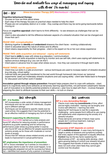 A level psychology - STRESS - a* 16 mark essay plans | Teaching Resources