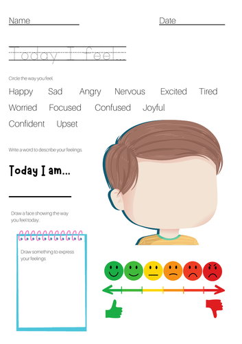 ELSA Daily check in (feelings worksheet) | Teaching Resources
