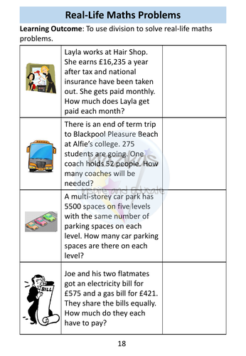 Level 1 Functional Skills Maths - Division | Teaching Resources