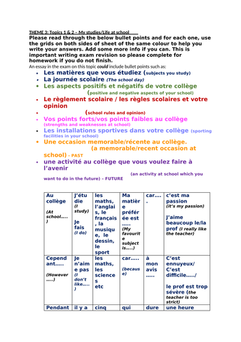 School and education French writing | Teaching Resources
