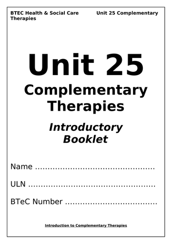 Btec health L3 option unit, complementary therapy | Teaching Resources