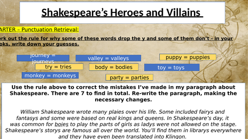 Shakespeare Villains Scheme of Work | Teaching Resources