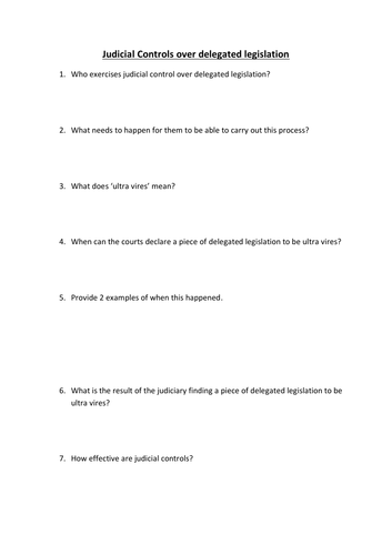 Controls over delegated legislation | Teaching Resources