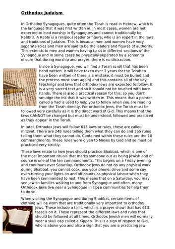 Judaism: An introduction and the differences between Orthodox and ...