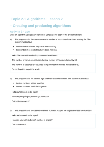 Designing, creating and refining algorithms GCSE OCR COMPUTER SCIENCE ... Designing, creating and refining algorithms GCSE OCR COMPUTER SCIENCE ...