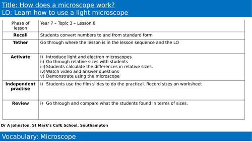 KS3 Science - Cells, Microscopes & Organisation | Teaching Resources