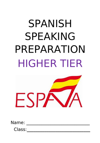 AQA GCSE Spanish speaking general conversation (higher) | Teaching ...