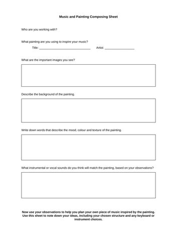 Music and Painting - Year 7 SoL | Teaching Resources