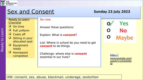 Consent lesson | Teaching Resources