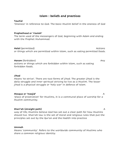 GCSE RS Keywords and definitions | Teaching Resources GCSE RS Keywords and definitions | Teaching Resources