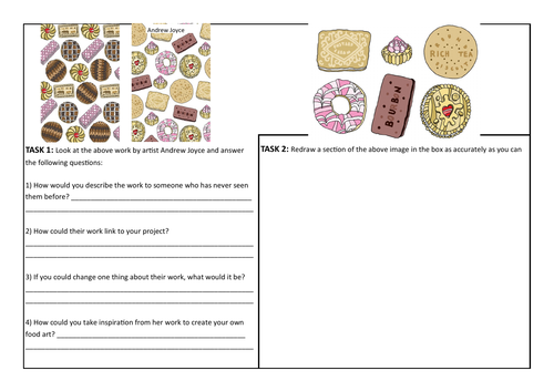 Art Cover work sheets BUNDLE (Food Project) | Teaching Resources