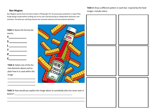 Art Cover work sheets BUNDLE (Food Project) | Teaching Resources