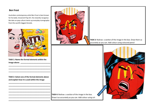Art Cover work sheets BUNDLE (Food Project) | Teaching Resources