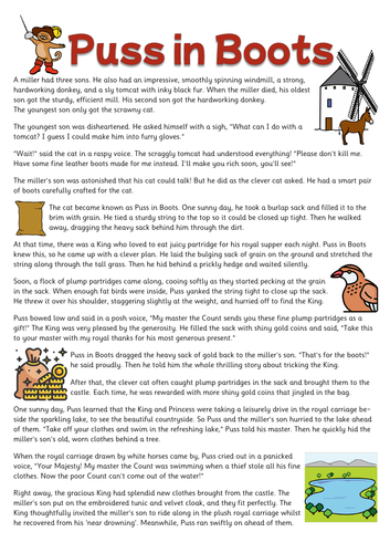 Puss in Boots Reading Comprehension | Teaching Resources