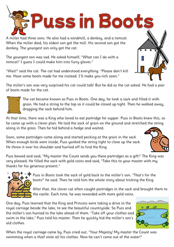 Puss in Boots Reading Comprehension | Teaching Resources