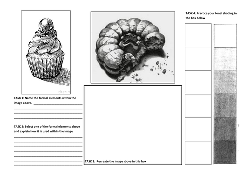 Art Cover Double-sided worksheet (Food Tonal Drawing) | Teaching Resources