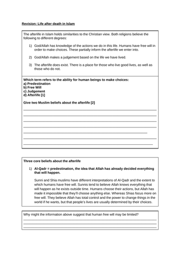 GCSE RS: Islam Revision Worksheets | Teaching Resources