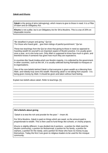 GCSE RS: Islam Revision Worksheets | Teaching Resources