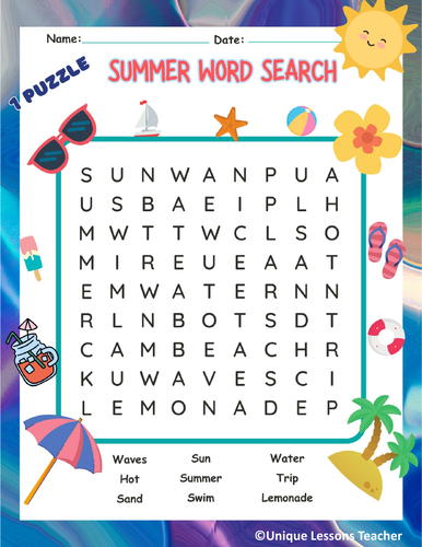 Word Search Summer End of Year Puzzles | Teaching Resources