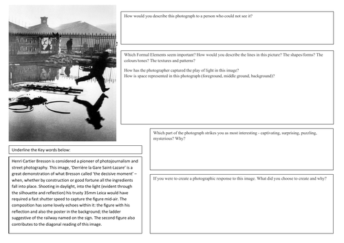 Photography Cover lesson worksheet | Teaching Resources Photography Cover lesson worksheet | Teaching Resources