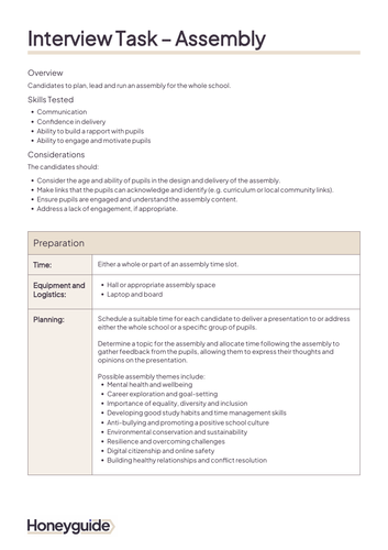 Assistant / Deputy Headteacher Interview Pack | Teaching Resources