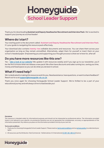 Assistant / Deputy Headteacher Interview Pack | Teaching Resources