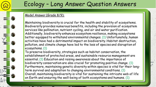 Biology Paper 2 Revision MCQs & Long Answer Questions AQA GCSE ...