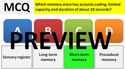 Coding, capacity and duration of memory - AQA A Level Psychology (Memory) | Teaching Resources