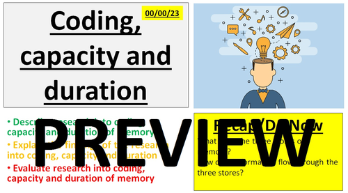 Coding, capacity and duration of memory - AQA A Level Psychology ...
