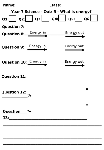 KS3 - Science - Energy, Energy transfers, Energy efficiency | Teaching ...