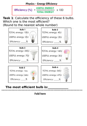 KS3 - Science - Energy, Energy transfers, Energy efficiency | Teaching ...