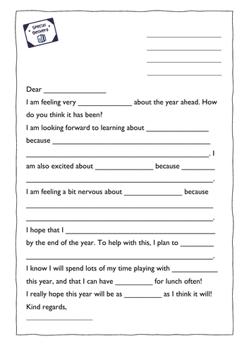 Back to School Welcome Activity - Letter to Myself | Teaching Resources