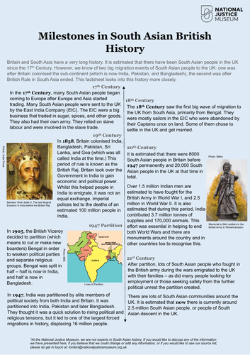 Milestones in South Asian British History | Teaching Resources