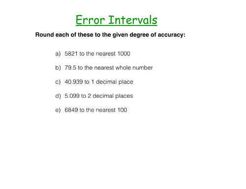 Error Intervals (Upper and Lower Bounds) | Teaching Resources